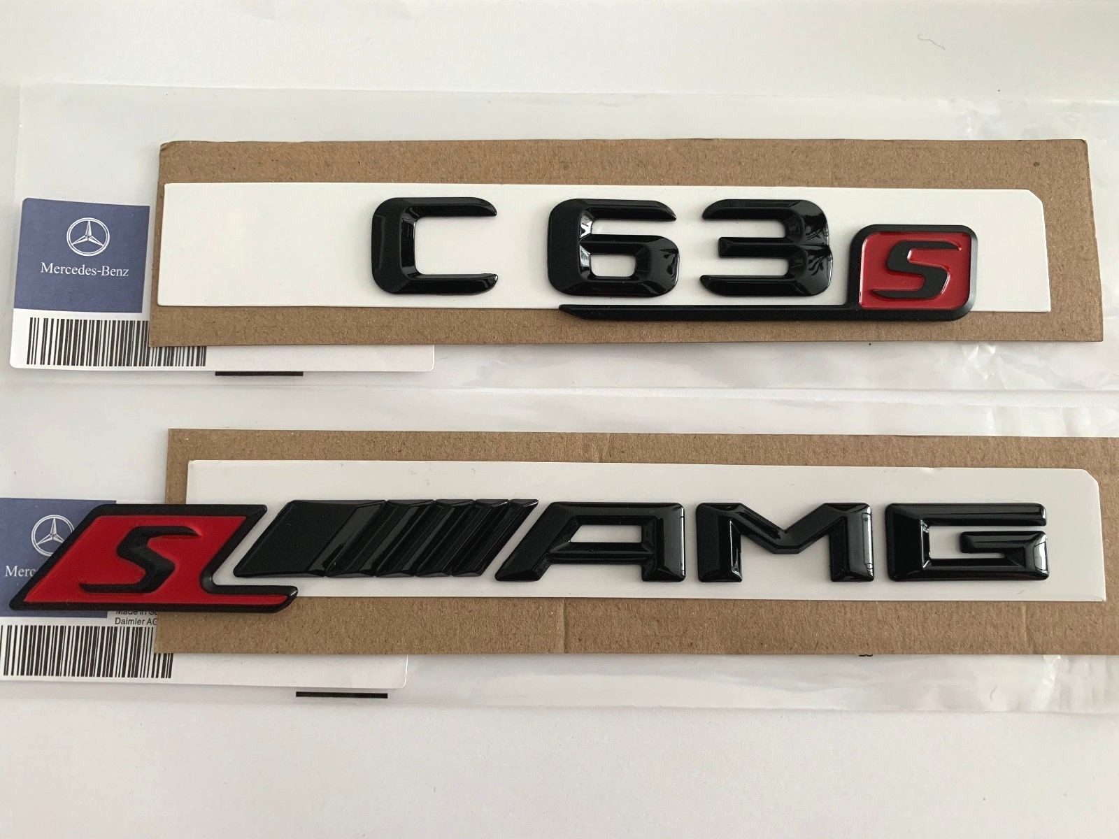 C63 S Gloss Black Boot Trunk Badge Combo Sticker for Benz C63S S AMG ...
