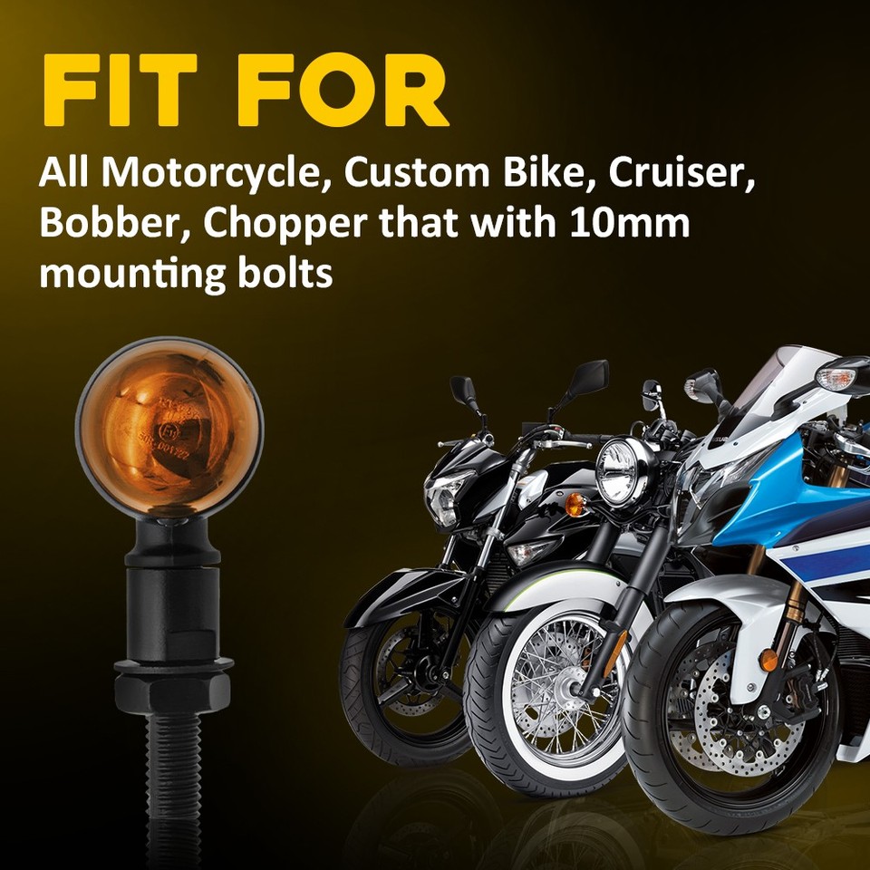 4PCS Amber Motorcycle Turn Signal Lights Mini Bullet Blinker Indicator ...