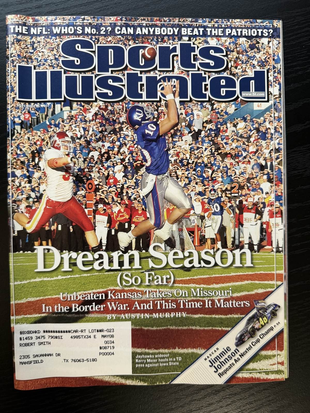 Sports Illustrated Nov 26 2007 Kansas Jayhawks Jimmie Johnson | eBay