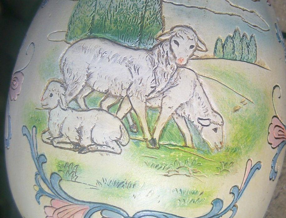 Good Shepherd Egg w/ Jesus w/Lamb Easter. Label on Bottom "QC - 09" | eBay