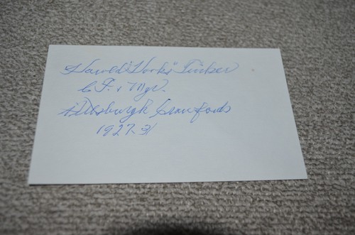 Harold Hooks Tinker Negro League signed 3x5 index card Crawfords; Josh ...