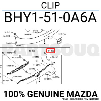 BHY1510A6A Genuine Mazda CLIP BHY1-51-0A6A | eBay