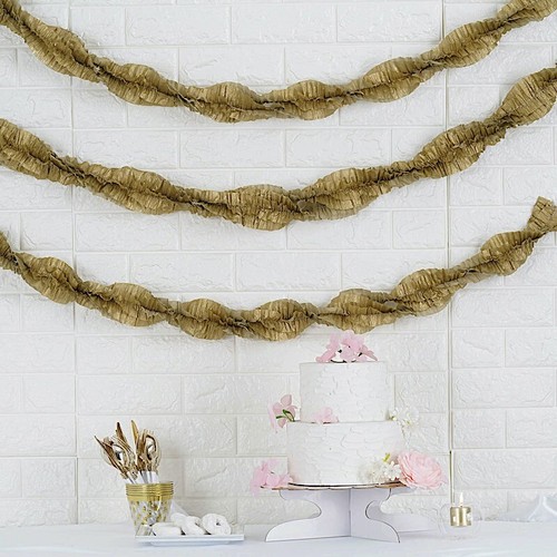 GOLD 28 ft long Ruffled Tissue Paper Garlands Party Wedding Events ...