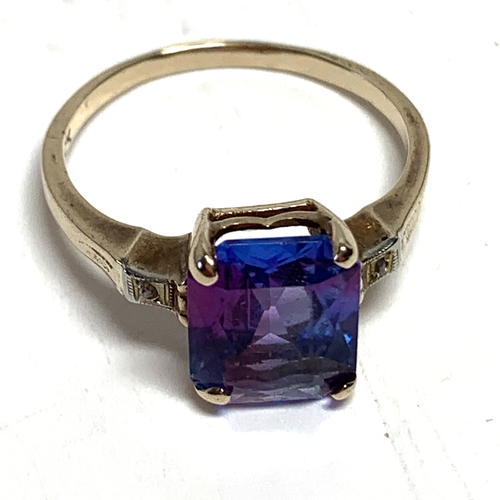 10K Yellow Gold Lab-Created Tanzanite Emerald Cut Ring Size 6.5 | eBay