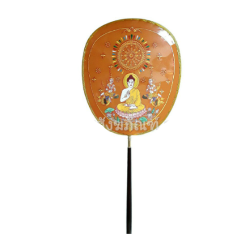 Buddha Talipot Fan Ordination Ceremony Olive Wood Handle Brass Head ...