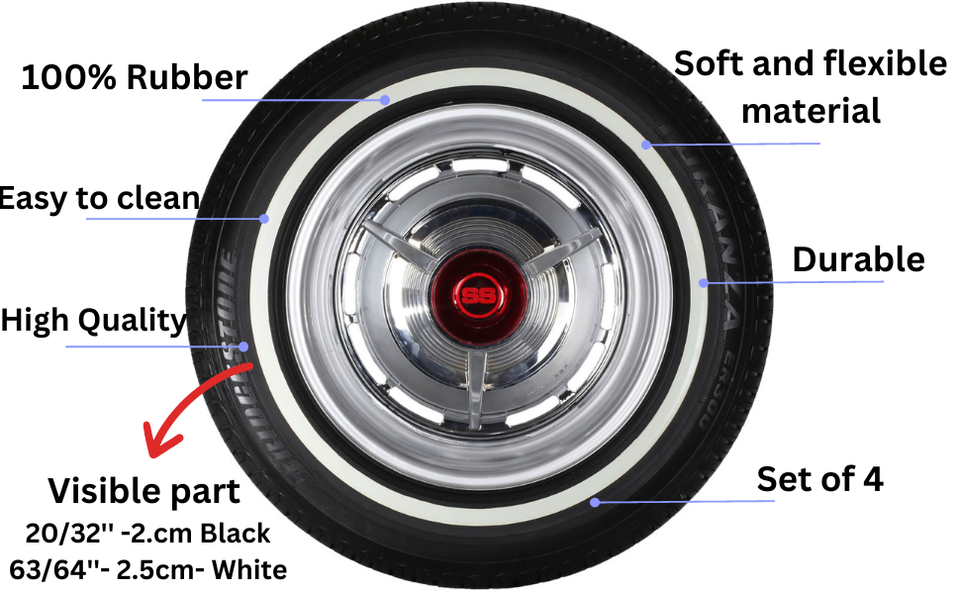 4x Portawalls Black White Wall Tire Insert 16" Rims Sidewall Set | eBay