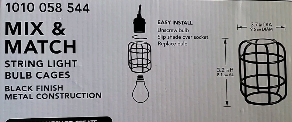 (1) New Hampton Bay String Light Metal Bulb Cages, 12 Cages, Black ...