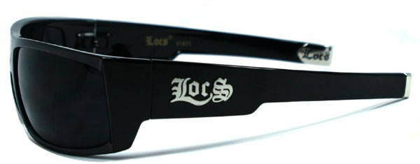 Locs Mens Cholo Biker Sunglasses UV Protect - Shiny Black LC77 | eBay