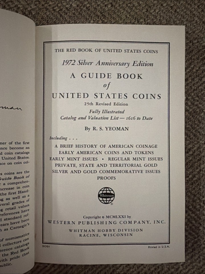 1972 GUIDE BOOK UNITED STATES COINS 25th EDITION "REDBOOK" R. S. YEOMAN ...