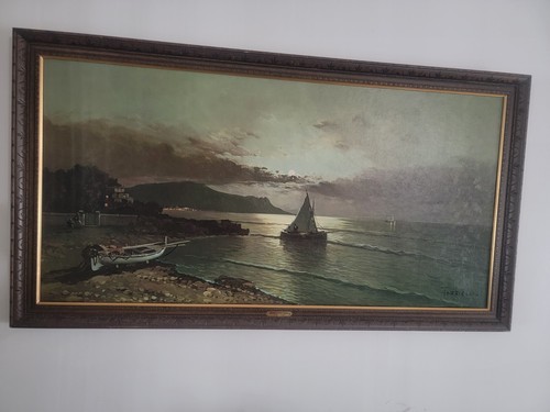 Magnificent Moonlight Fishermans Village By A.Torrielli | eBay
