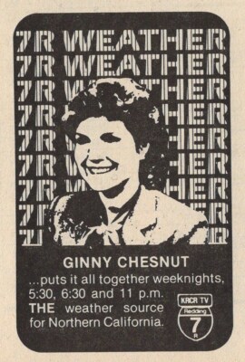 1983 KRCR TV AD / GINNY CHESNUT WEATHER REPORTER REDDING,CALIFORNIA | eBay