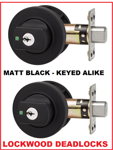 2 x Matt Black Lockwood 005 Deadlock Paradigm Lock Deadbolt KA 005 ...