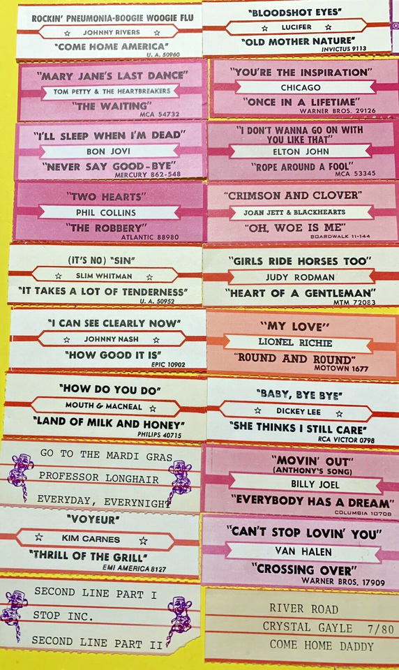 JUKEBOX VINYL 45 RPM LOT OF 40 TITLE STRIP LABELS | eBay