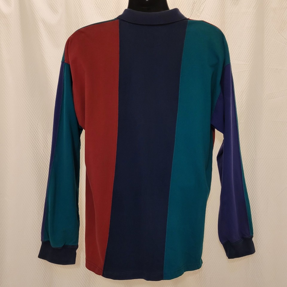 Chaps Ralph Lauren 90s Colorblock Long Sleeve Pullover Polo Shirt Mens ...