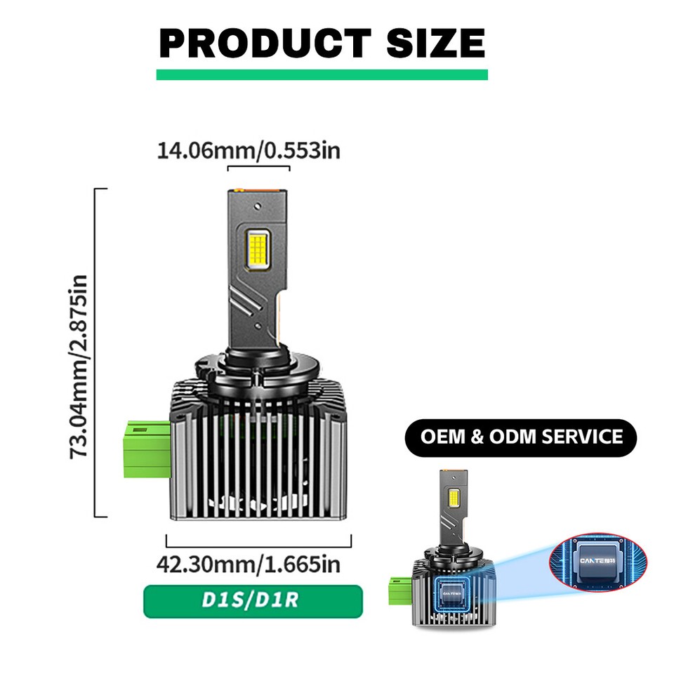 2PCS D3S LED Headlights 6000K HID Canbus Car Light Bulbs Turbo Lamp ...