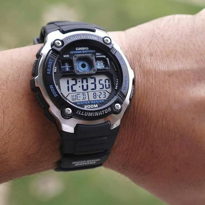 Casio AE-2000W-1A Chronograph World Time Digital Black Resin Men's ...