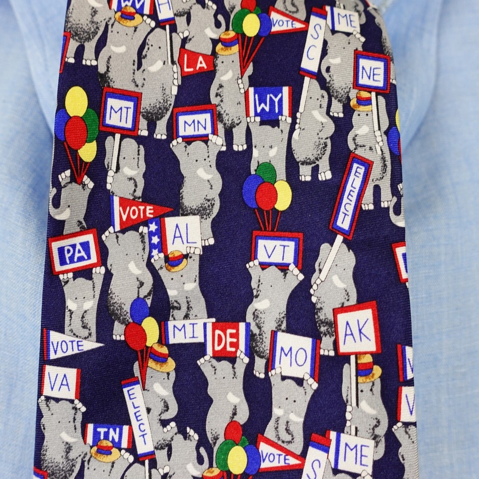 ALYNN Neck Tie Mens Blue Red Animal Suit Fun Cool Republicans Vote ...