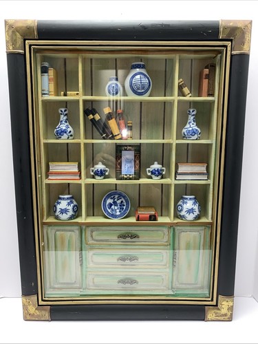Beautiful Shadow Box With Books And Vases | eBay