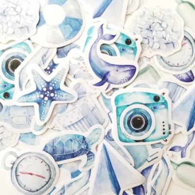 40PCS Cute Blue Assorted Stickers - Stationery Scrapbooking Planner ...
