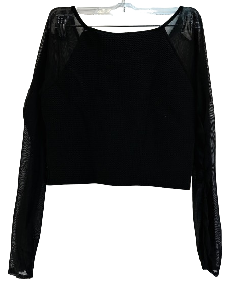 Dulce Carola Women Criss Cross Cutout Sheer Net Long Sleeve Crop Top ...