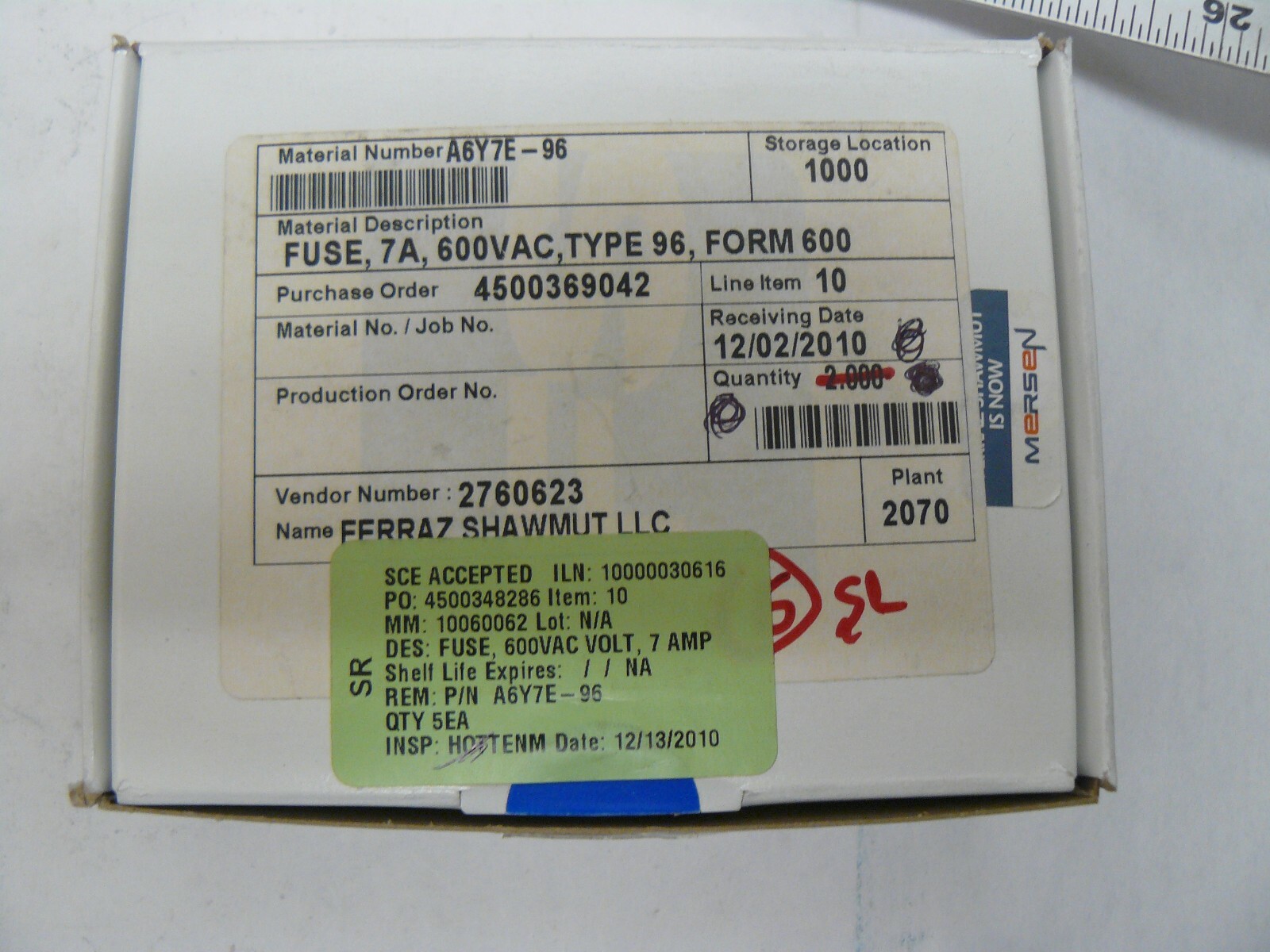 FERRAZ SHAWMUT A6Y7E-96 FUSE 600 VOLT 600 AMP FORM 7E NEW | eBay