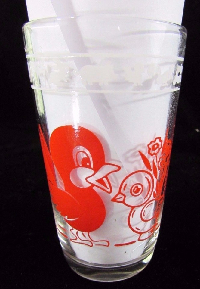 Vintage Swanky Swig Glass Red Baby Elephant Birds 1950s Kraft Mid ...