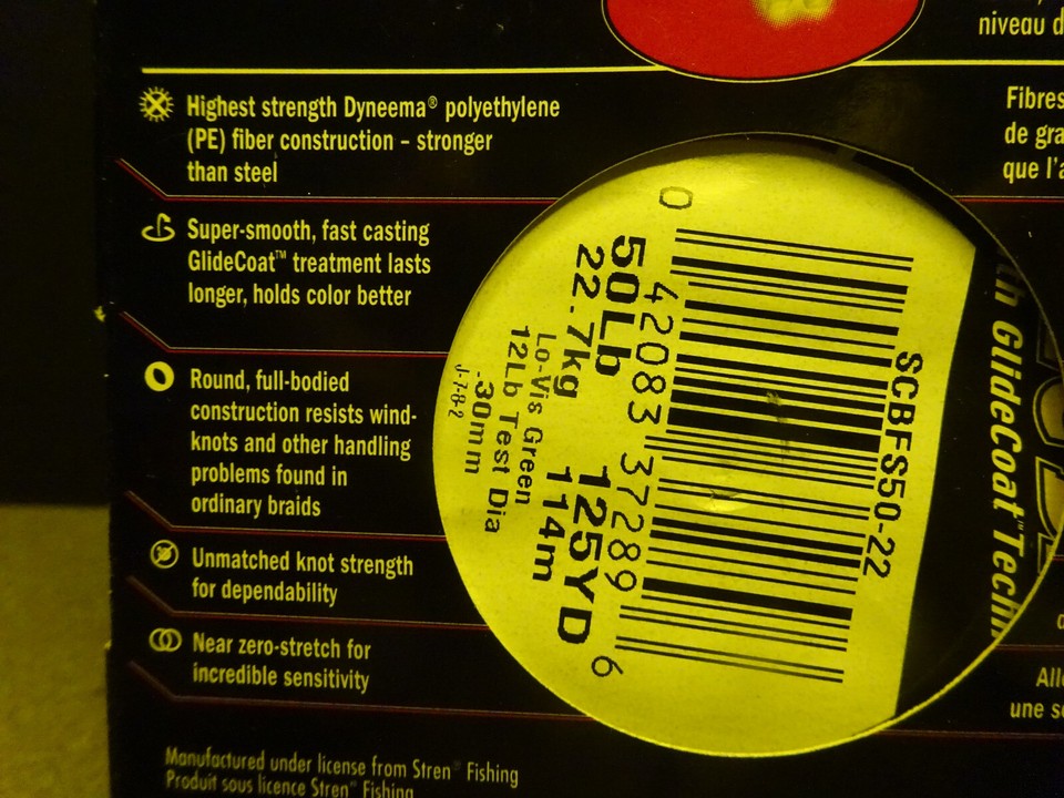 Stren Sonic Braid GlideCoat 125-Yard Spool Pound Test 50/12 Lo-Vis ...