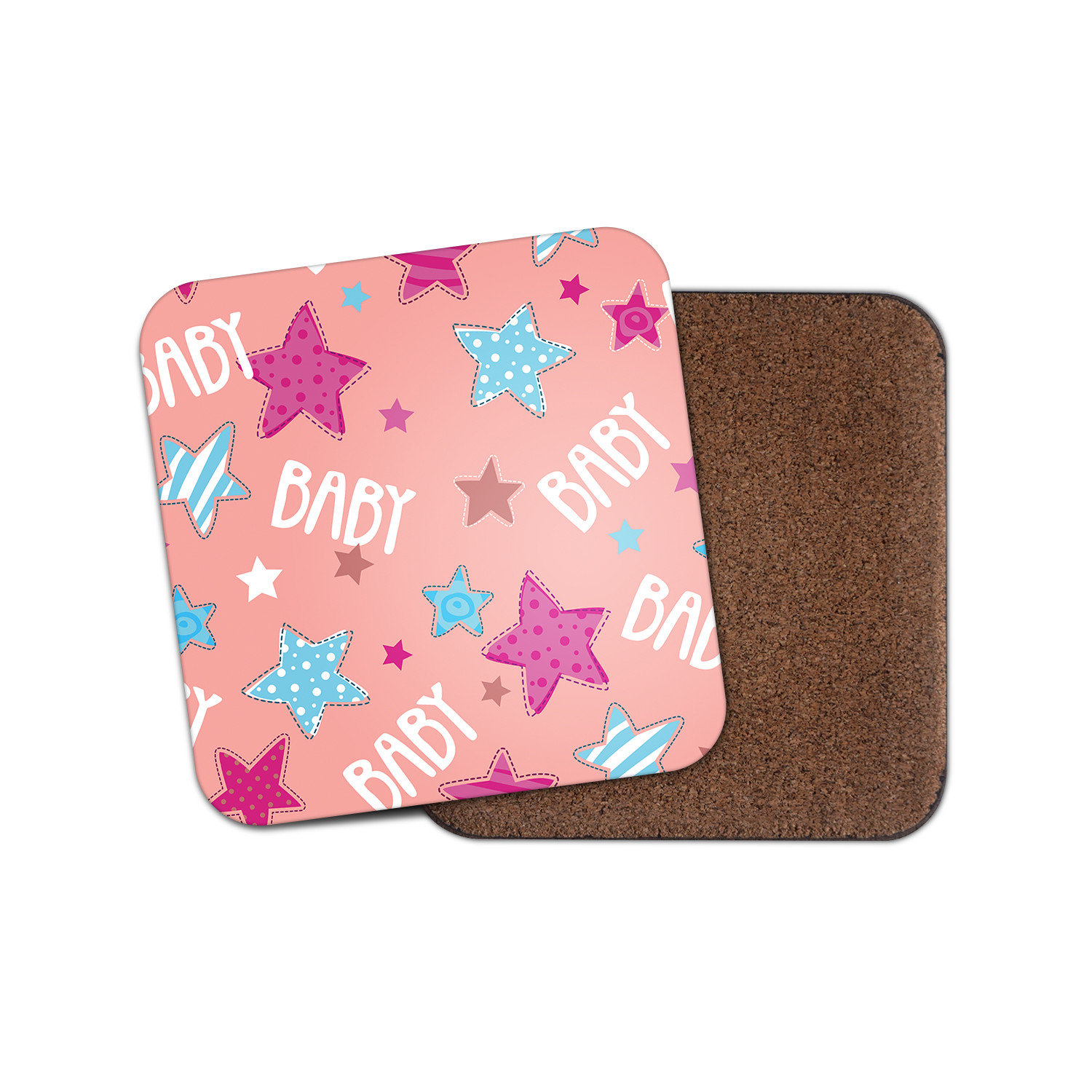 Pink Baby Coaster - Boy Girl Mum Dad Parent Pregnancy Cool Fun Stars ...