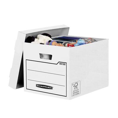 10 Archive Storage Boxes with Lids Archive Boxes with Handles White ...