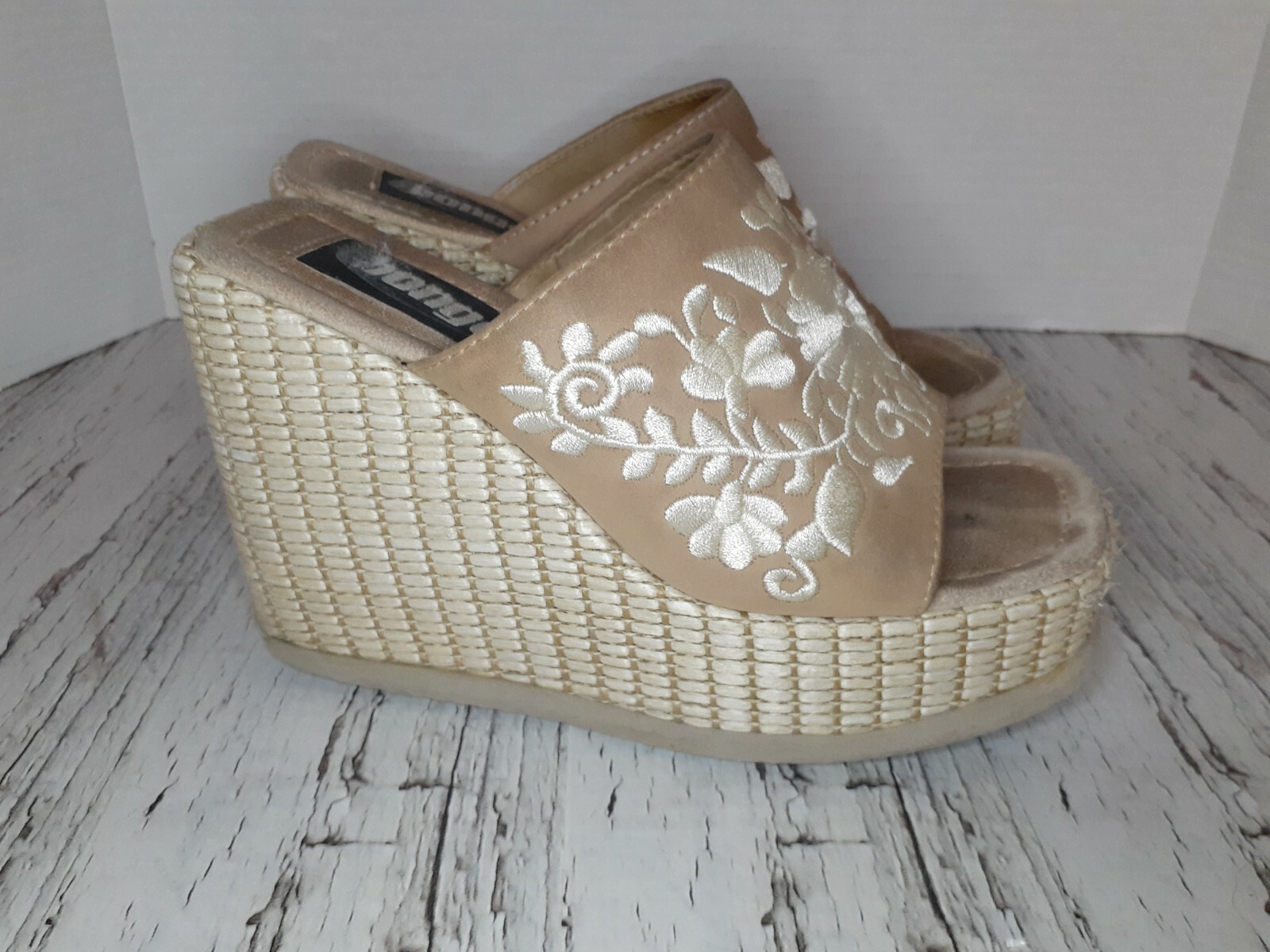 BONGO women 6.5 Leather Platform Y2K 90s Wedge Sandal… - Gem