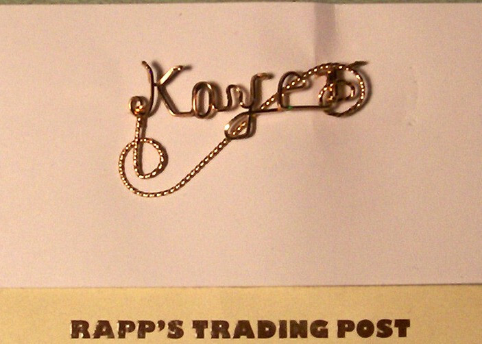 Vintage Kaye Name Cursive Gold Wire Pin | eBay