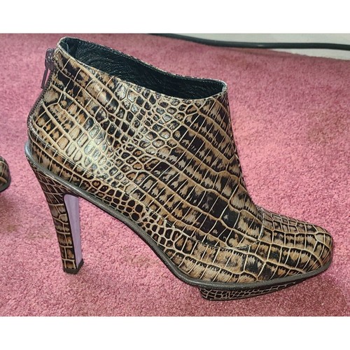 Herve Leger Leather python print laser cut shoes Zip Back Snake 39.5, 8 ...