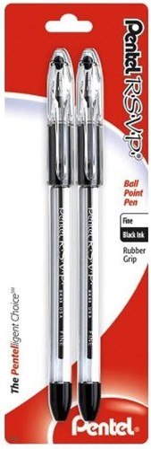 Pentel R.S.V.P. Ballpoint Pen, Fine Line, Black Ink, 2 Pack | eBay