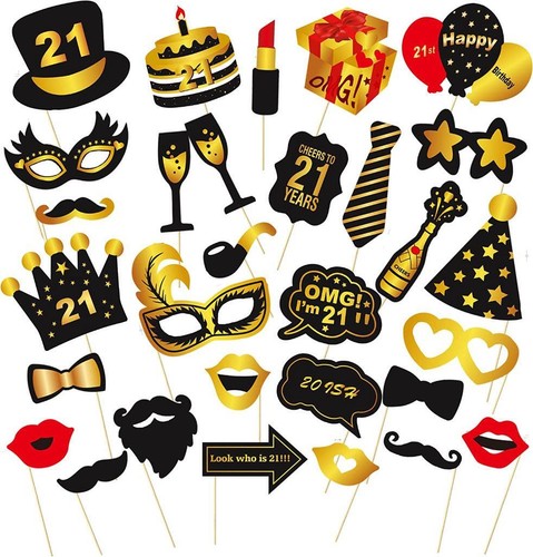 21st Birthday Photo Booth Props Funny Party Supplies Decorations 30pc ...