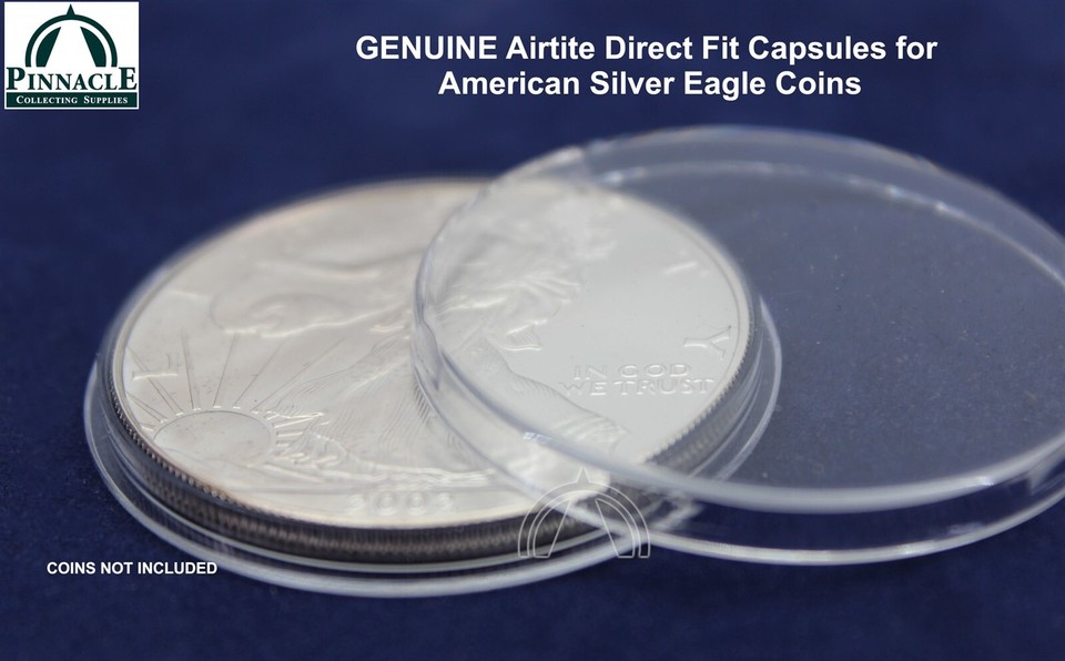 50 Direct Fit Coin Capsule Holders for American Silver Eagle Dollar 40 ...