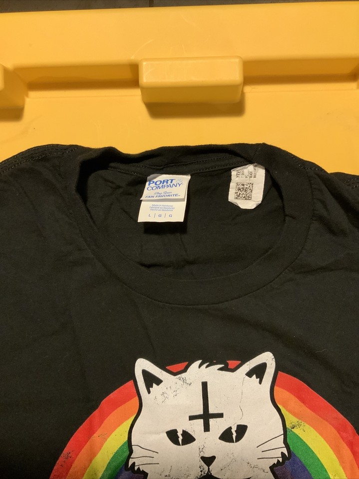 Not Today Jesus Evil Cat Black Metal T-shirt Mens Size Large | eBay