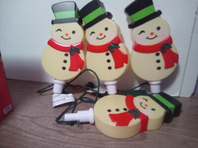 Gemmy LED Lightshow Colormotion Snowmen Pathway Stakes Markers Set of ...