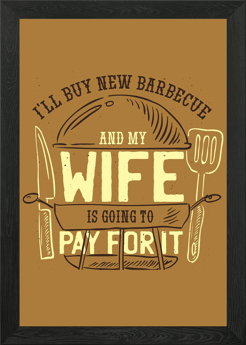 BBQ woman pays Framed Wall Art Poster Canvas Print Picture | eBay UK