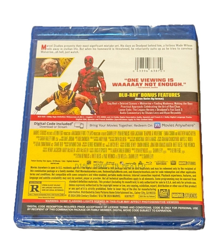 BRAND NEW, SEALED! New Deadpool and Wolverine (Blu-ray + Digital) No ...