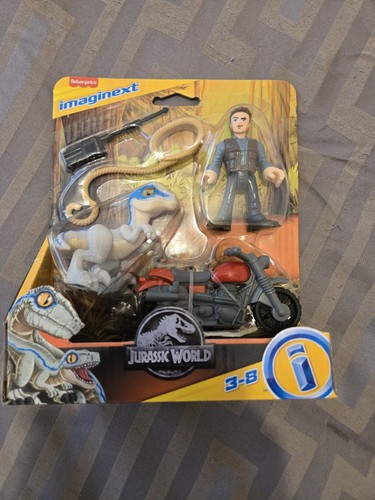 Fisher Price Imaginext Jurassic World Owen & Blue Raptor Dinosaur NEW ...