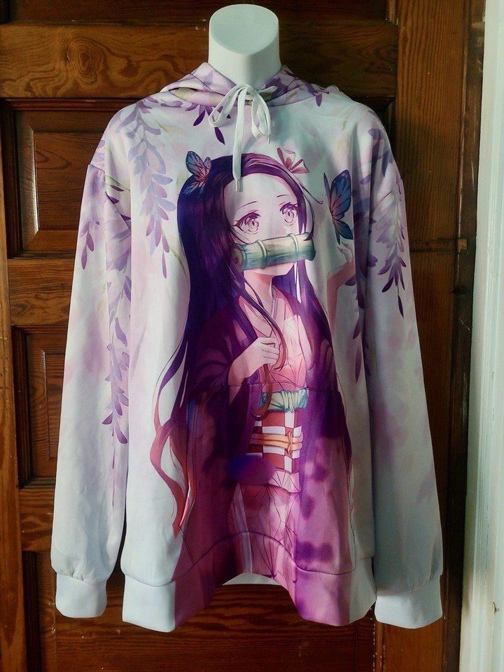 Nezuko Anime Demon Slayer Girl EARS Hood Top HUGE Hoodie Pullover Top ...