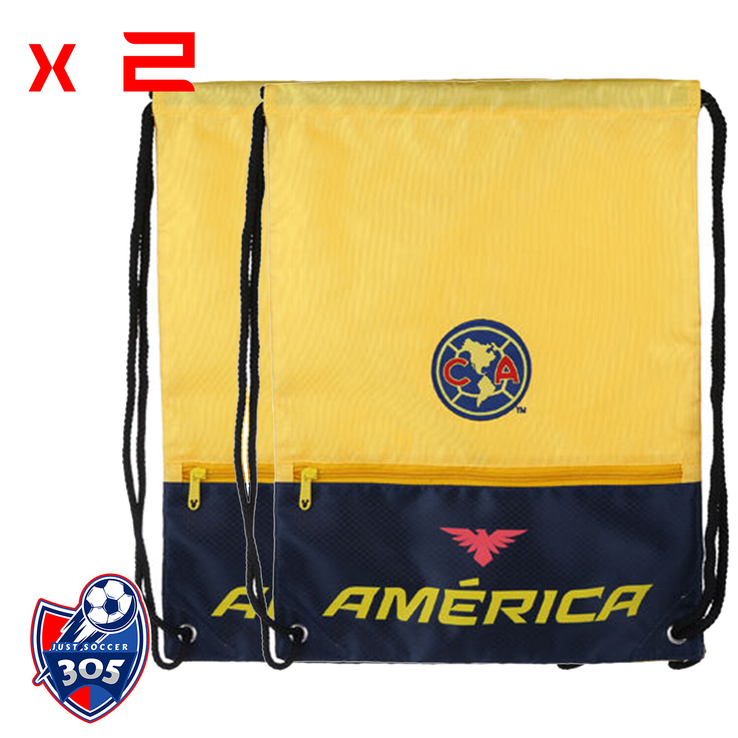 2 club america cinch bag sack soccer book drawstring official ...