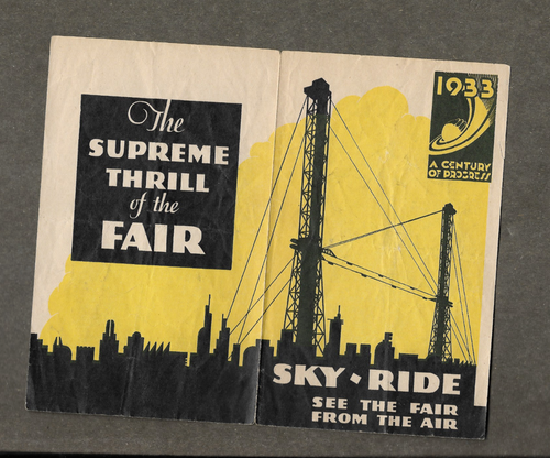 1933 CHICAGO WORLD FAIR SKY RIDE PAMPHLET; NICE, FREE SHIPPING -NEW ...