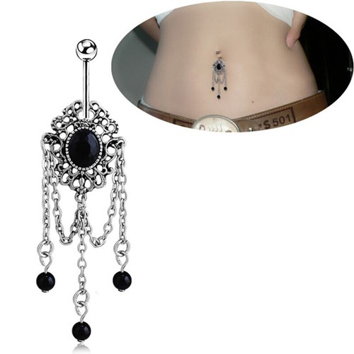 Old Sliver Vintage Ethnic Style Belly Button Rings Anti-allergy ...