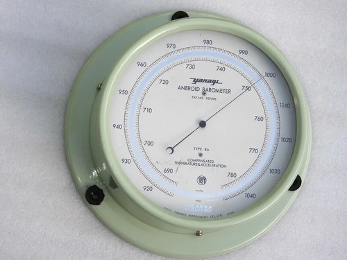 HUGE 9.5 INCH YANAGI JAPAN SHIPS MARINE COMPENSATED ANEROID WEATHER ...