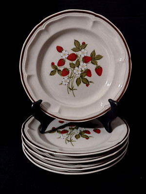 Set/5 SUSANNE NEWCOR (5) 7.5" Salad Plates Strawberries 672 Vintage ...