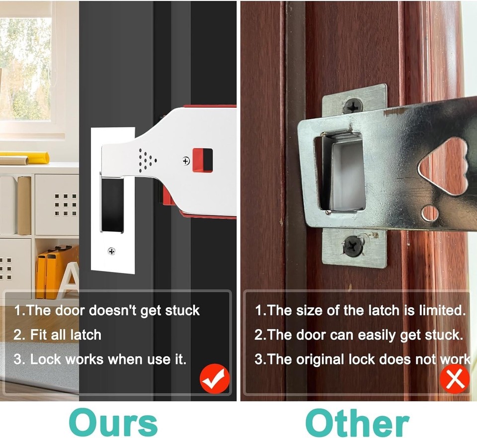 Portable Door Lock, Adjustable Easy Clip Door Lock Home Security for ...