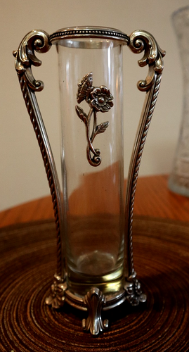 Vintage Brighton Contessa - Silver Plated Floral - Encased Glass Bud ...