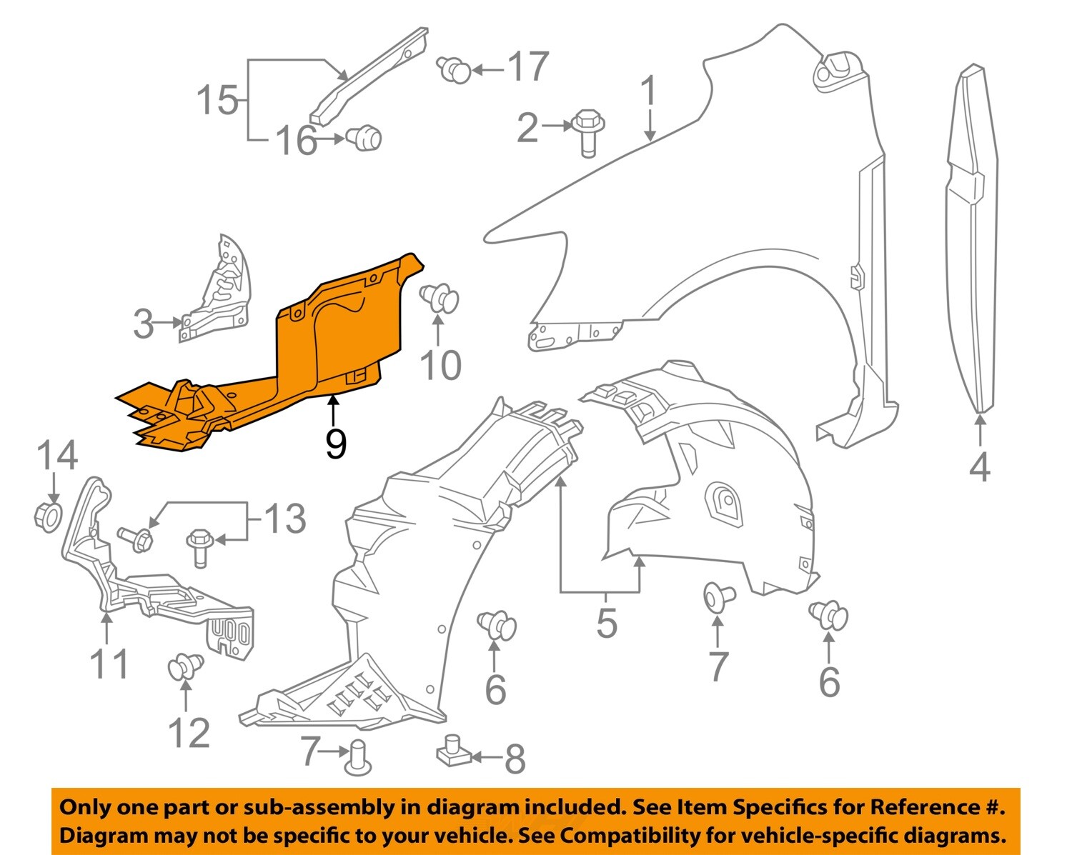 GM OEM 12-16 Sonic Fender Fender Components-Side Shield 95491330 | eBay