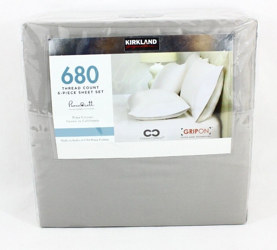 QUEEN SIZE Kirkland Signature 680 Thread Count Sheet Set 6 Pcs New Free ...